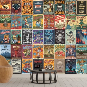 Pop Art Vintage Mural Retro Wallpaper Vintage Collage & Wall Mural ...