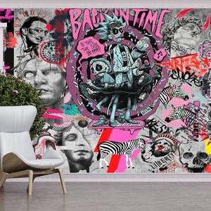 Cartoon Graffiti Wallpaper Urban Street Art Modern & Original Collag ...