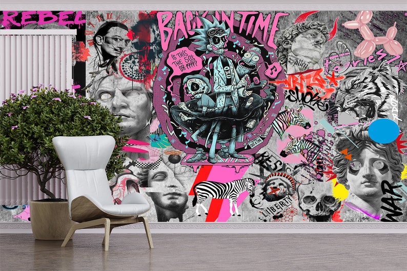 Cartoon Graffiti Wallpaper Urban Street Art Modern & Original - Etsy