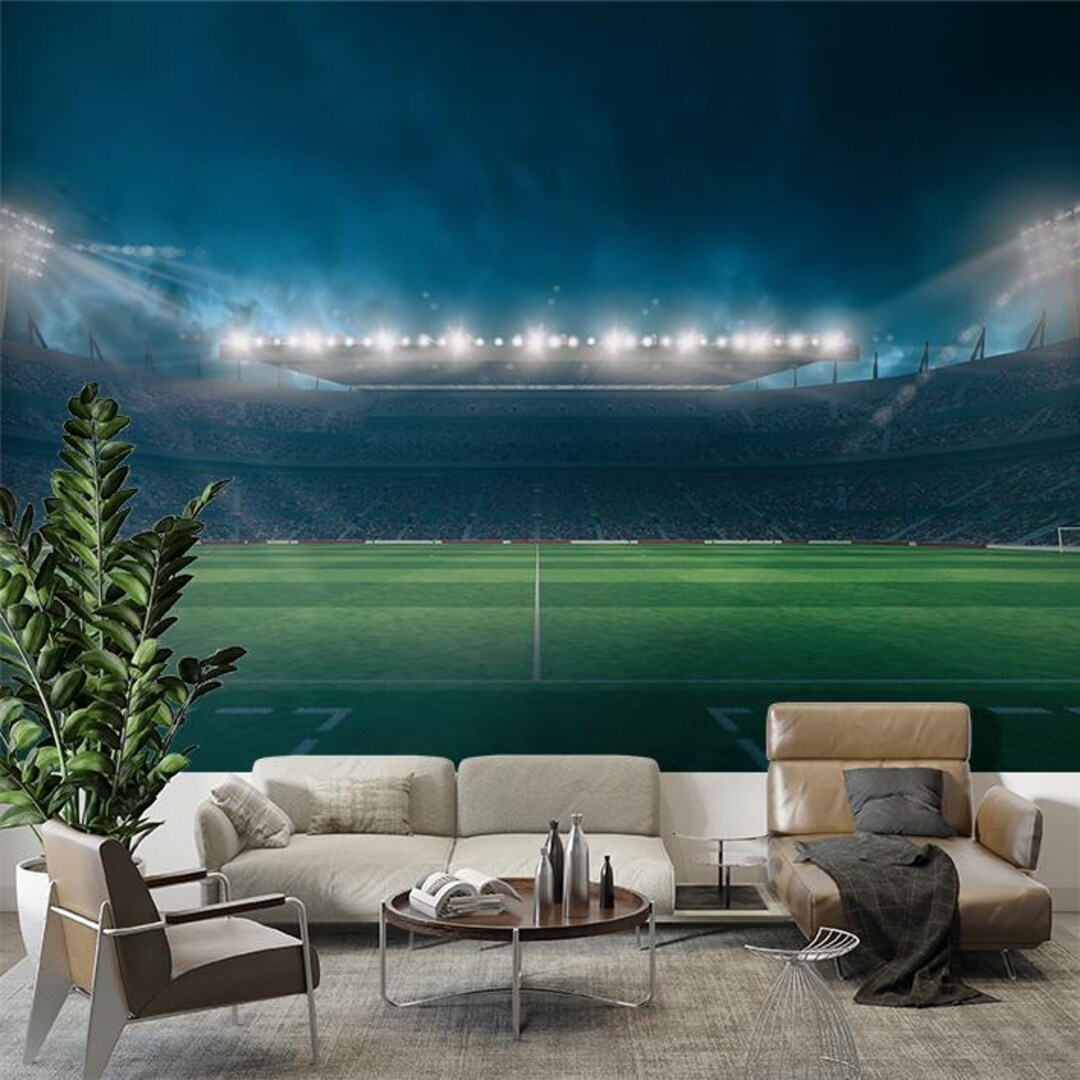 Football Soccer Field Sport Wall Art Mural & Wallpaper Modern Football ...