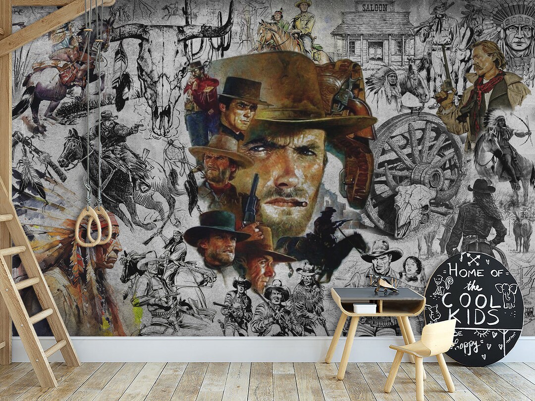 Graffiti Cowboy Wallpaper & Western Street Art Southwestern Wall Mural ...