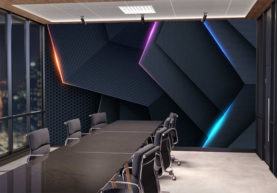 Black Geometric Hi-tec Wallpaper Mural Boys Gamer Wall Mural Teen ...