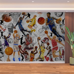 Graffiti Basketball Wallpaper & Sport Wall Mural Gym Decor Urban Street ...