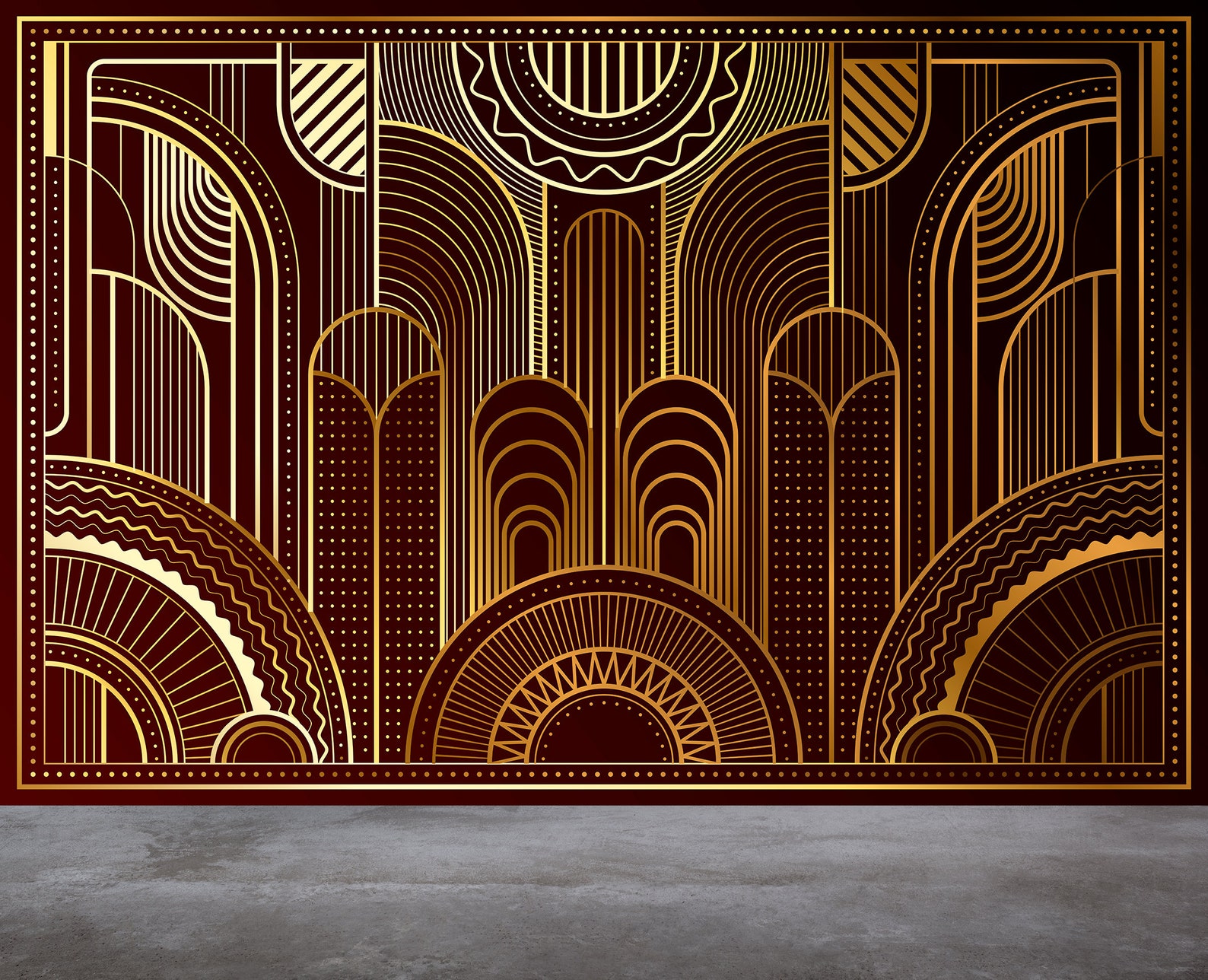 Geometric Modern Abstract Wallpaper Black & Gold Black Wall Mural Art ...