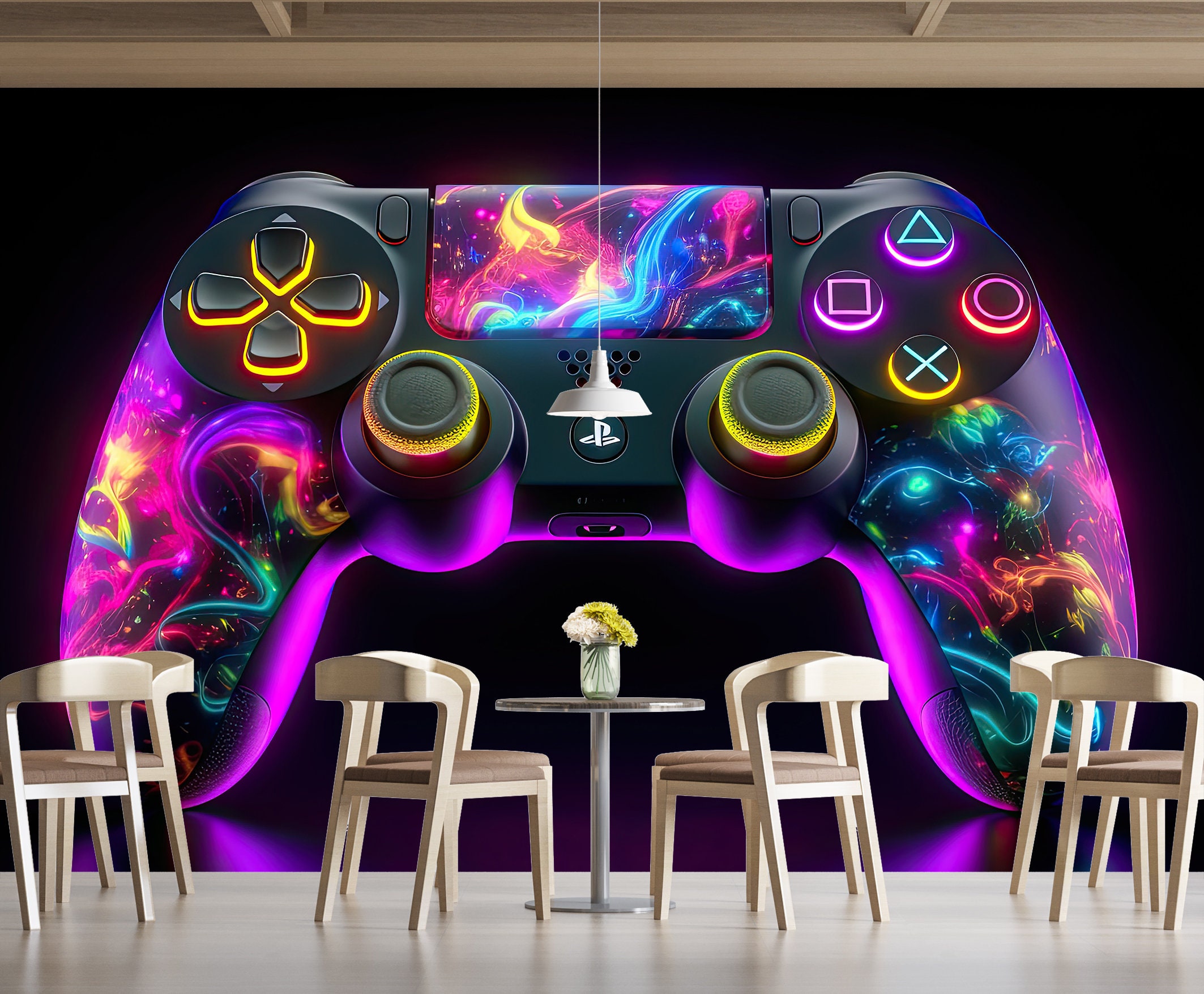 Joysticks Wallpaper Gamepad Wall Mural Gamming Kids Print Peel and ...