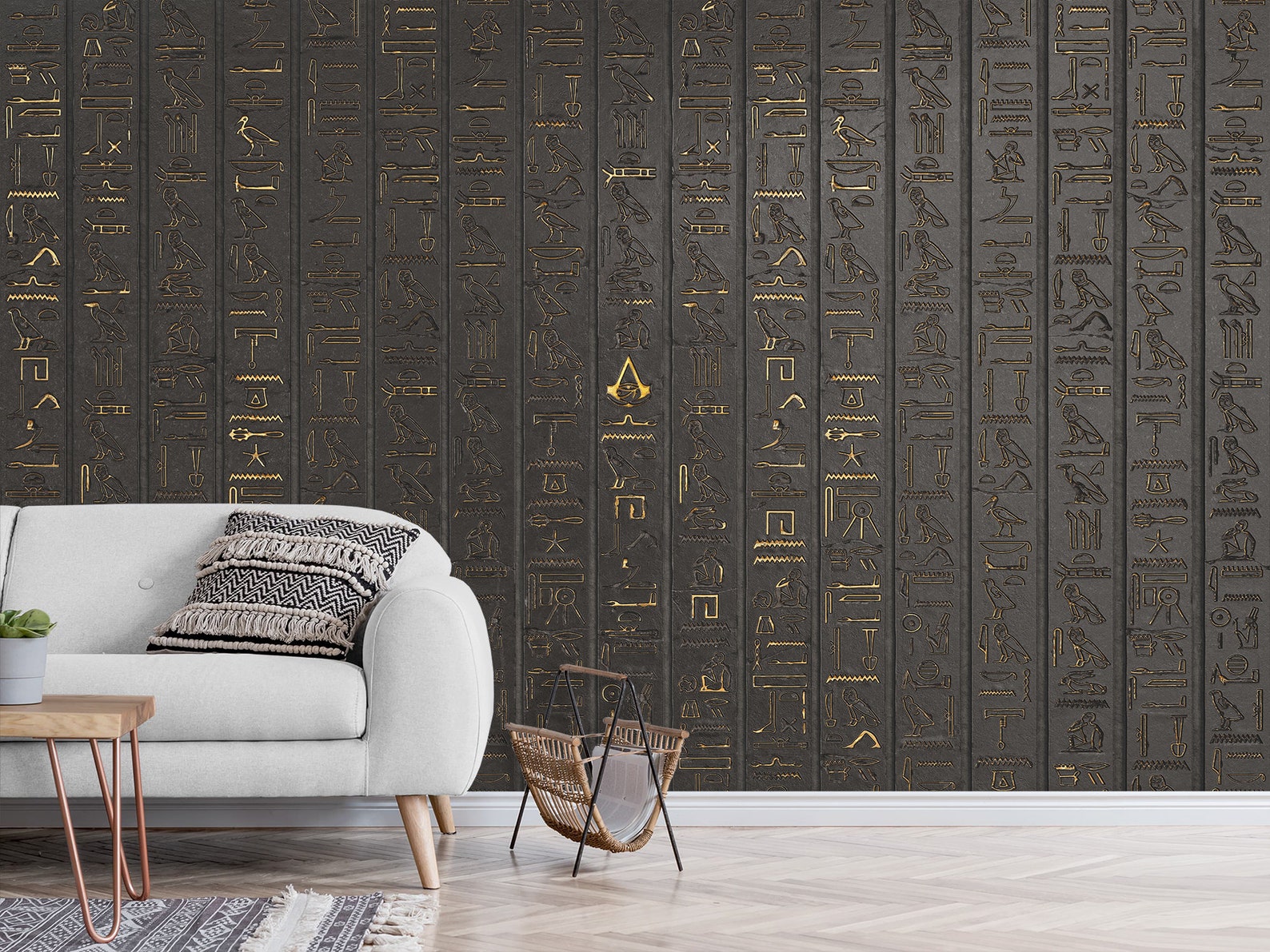 Gold Egyptian Hieroglyphs Wallpaper Ancient Egyptian Papyrus & - Etsy