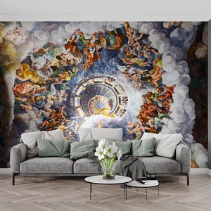 Giulio Romano Wallpaper Home of the Gods Reproduction Wall Mural Fresco ...