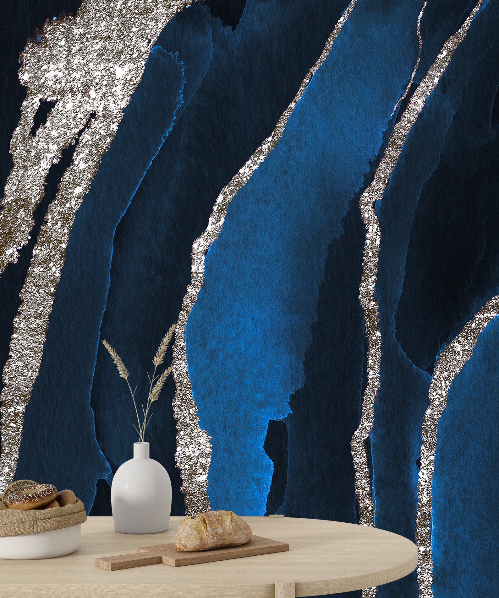 Blue Marble Wallpaper Navy Blue Marble Modern & Wall Mural - Etsy