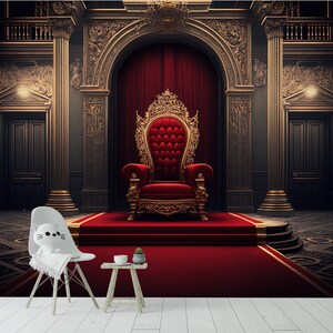 Royal Throne Wallpaper Wall Mural & Old Castle Interior Medieval Throne ...