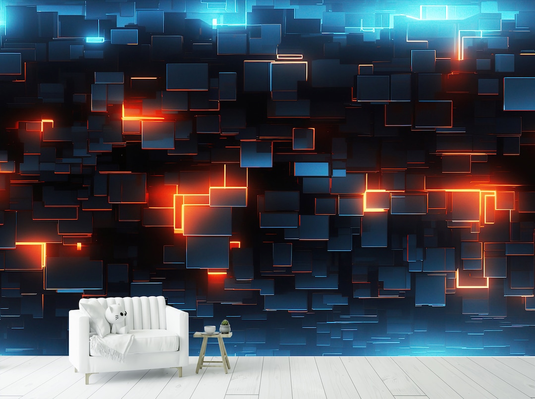 Geometric Decor Games Room Wallpaper & Wall Mural Teen Gaming Room Peel ...