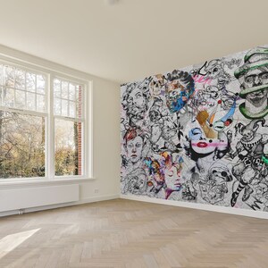 Streat Art Cartoon Graffiti & Wallpaper Mural Modern Urban Style Wall ...
