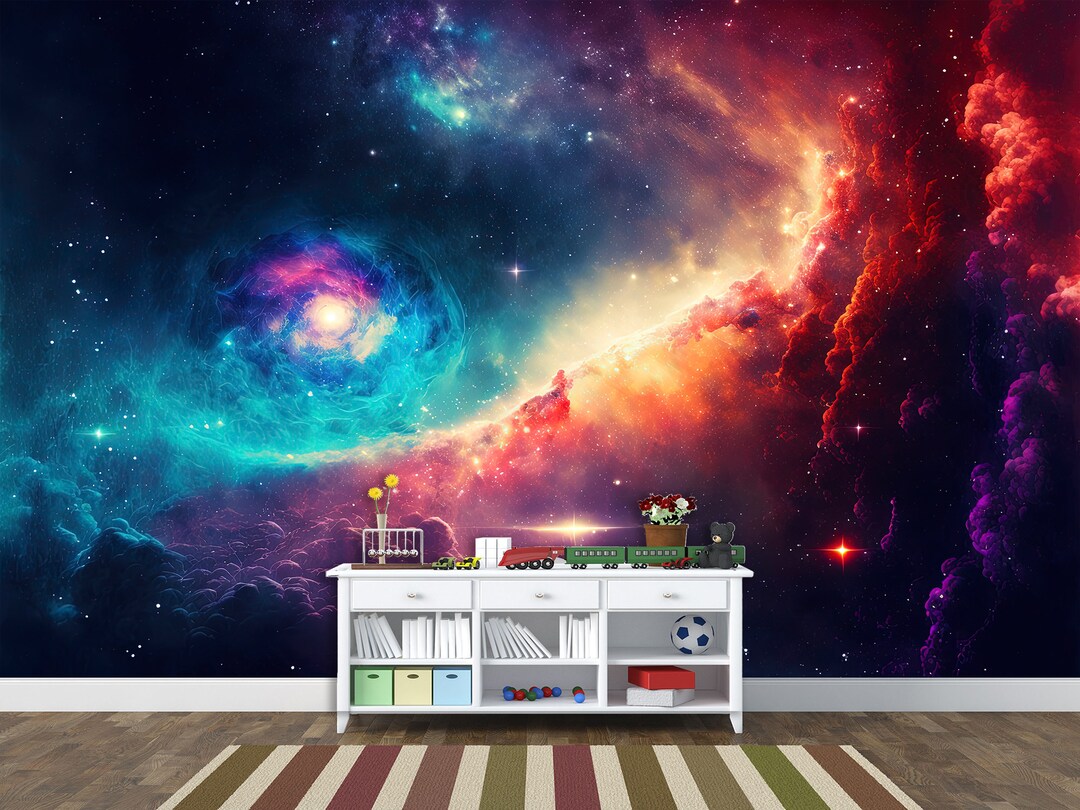 Space Wallpaper Wall Mural & Galaxy Cosmic Astronomy Universe Peel and ...