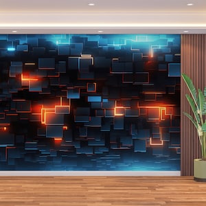 Geometric Decor Games Room Wallpaper & Wall Mural Teen Gaming Room Peel ...