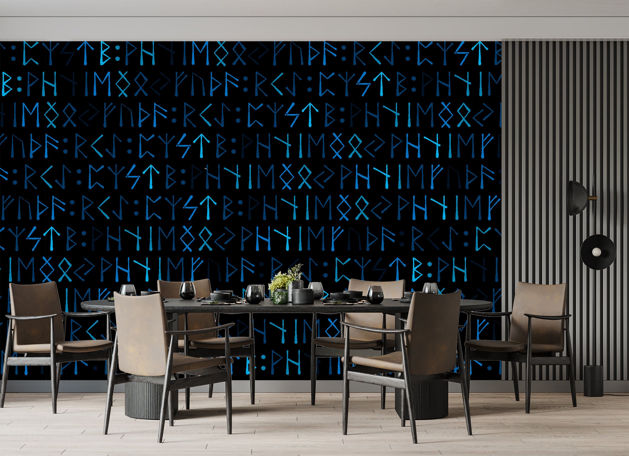 Runes Nordic Wallpaper Futhark Black Blue Protection & Symbols Viking ...