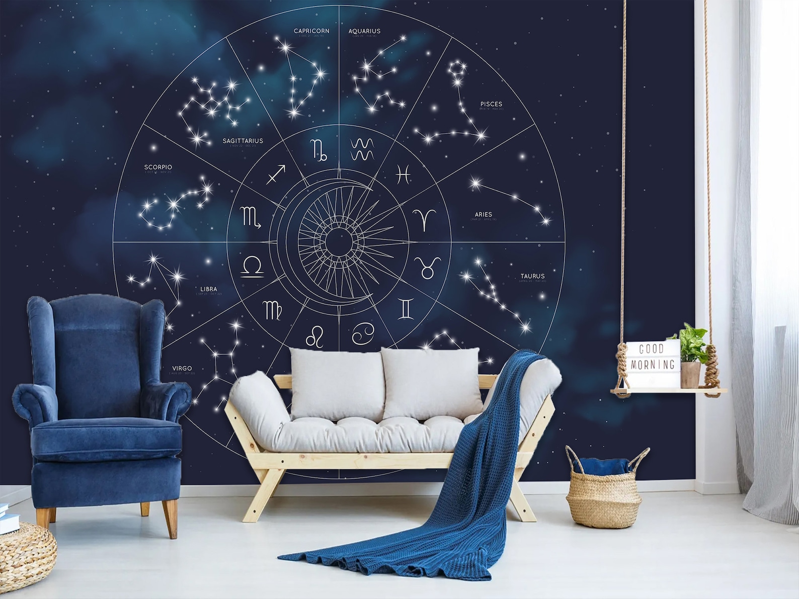 Star Chart Wallpaper Astrology Zodiac Wall Mural Print Sky - Etsy