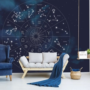 Star Chart Wallpaper Astrology Zodiac & Wall Mural Print Sky Stars Map ...