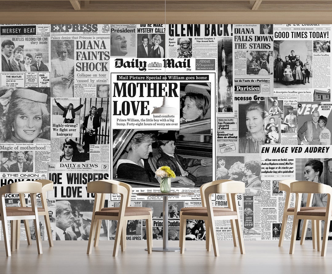 Newspaper Wallpaper Collage Creative Vintage Journal & News Self ...