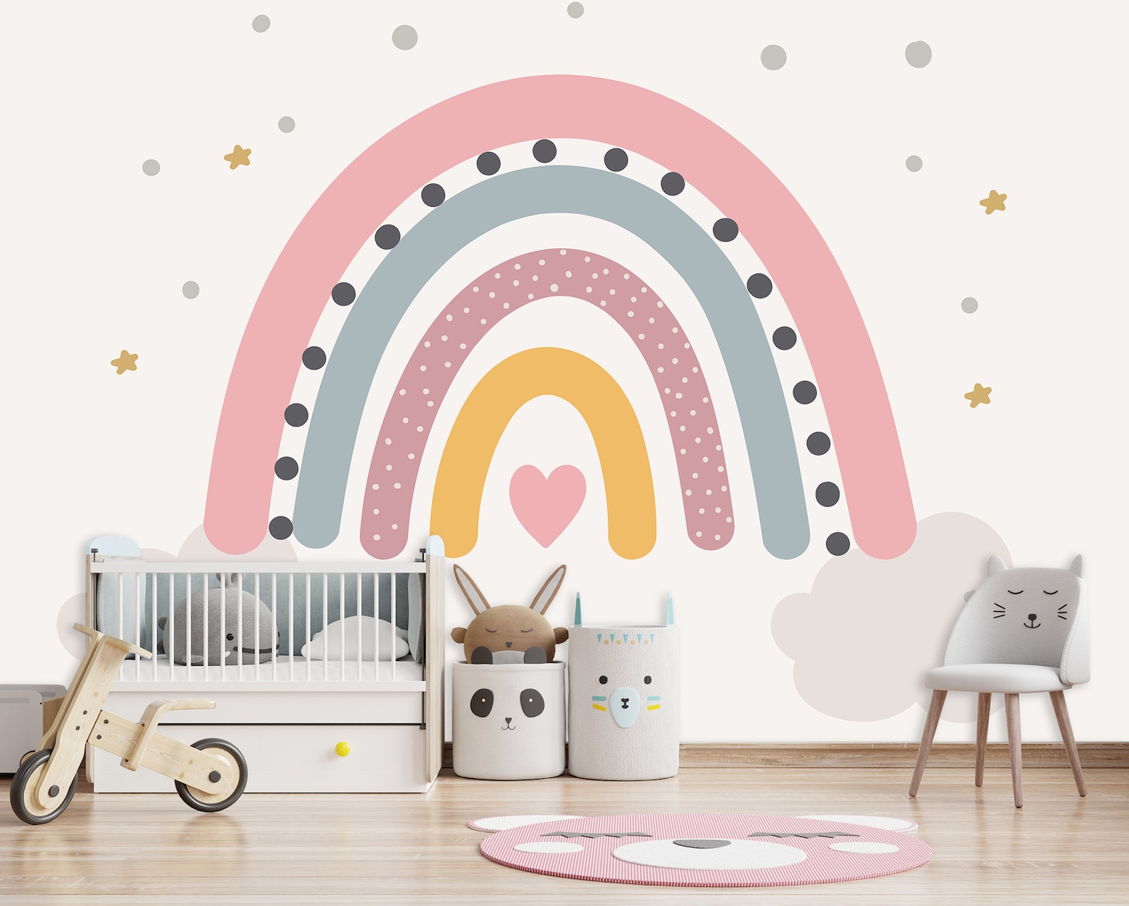 Boho Wallpaper Rainbow Pastel Mural Nursery Peel and Stick - Etsy