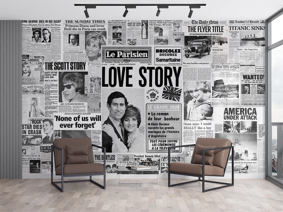 Newspaper Collage Wallpaper & Creative Vintage Journal News Self ...