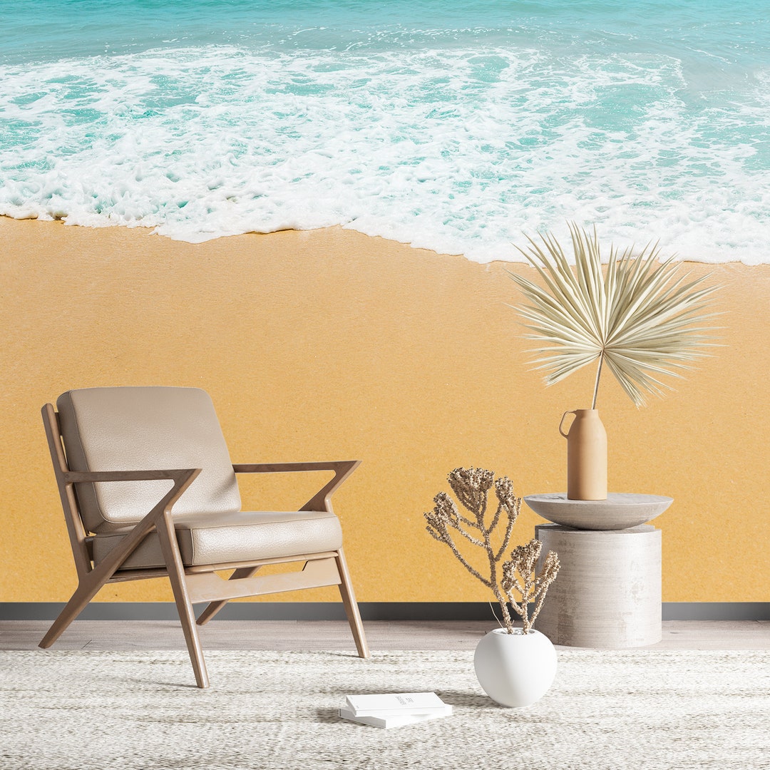 Ocean Blue Beach Wave Wallpaper Wave Wall Mural Seascape Waves Water ...