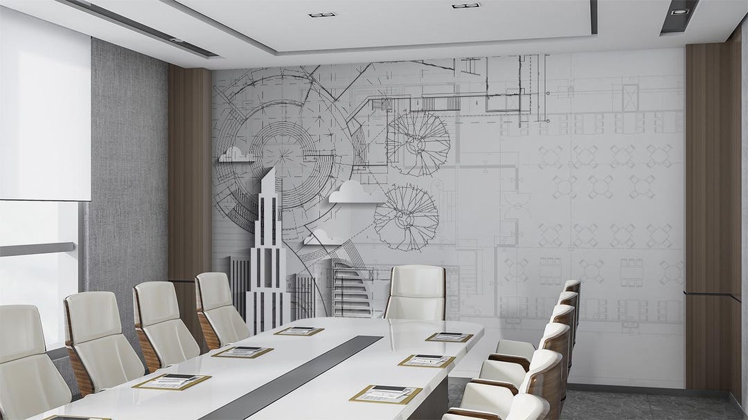 Architecture Wallpaper Patent Peel and Stick & Art Wall Mural Drawings ...