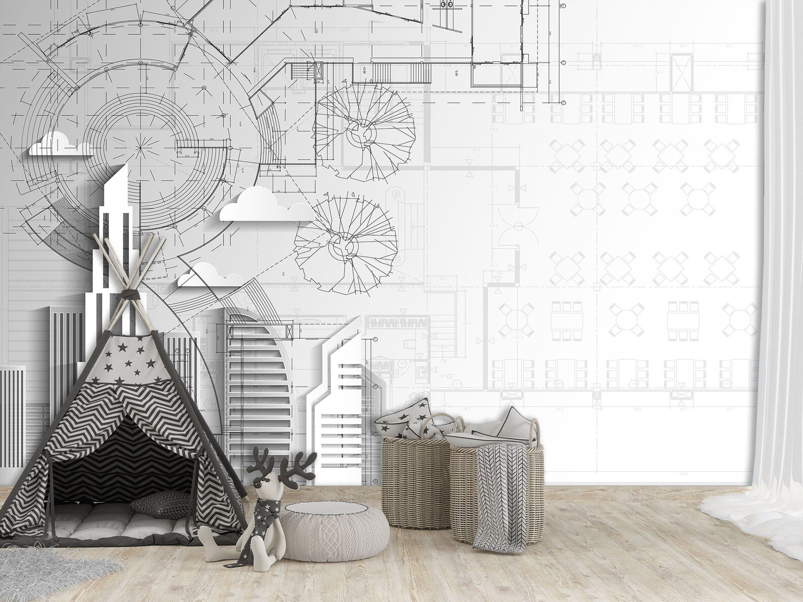 Architecture Wallpaper Patent Peel and Stick Art Wall Mural - Etsy