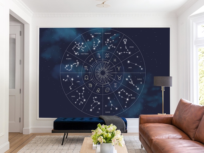 Star Chart Wallpaper Astrology Zodiac & Wall Mural Print Sky - Etsy