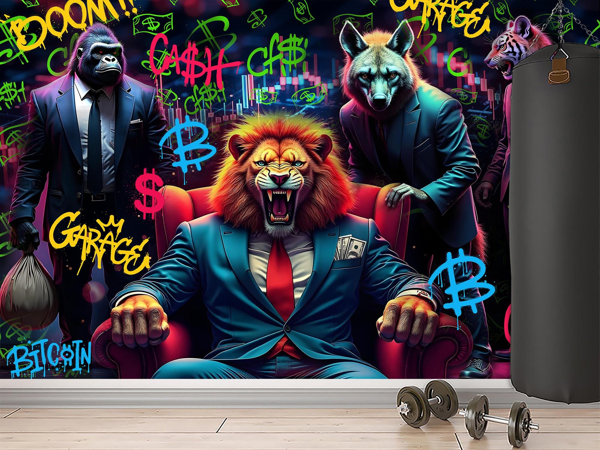 Graffiti Business Wallpaper Animals Wall Mural Finance Lion Wallpaper ...