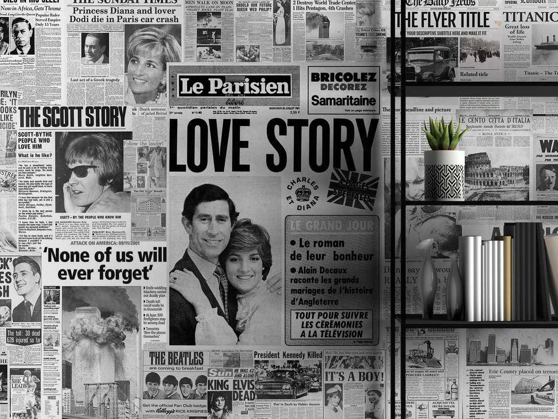 Newspaper Collage Wallpaper & Creative Vintage Journal News Self ...
