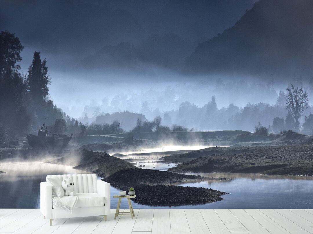 Swamp Foggy Forest Nature Wallpaper & Wall Mural Landscape - Etsy