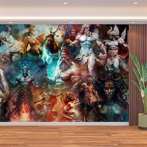 Ancient Greek Mythology Wallpaper Wall Mural Zeus & Poseidon Greek Gods ...