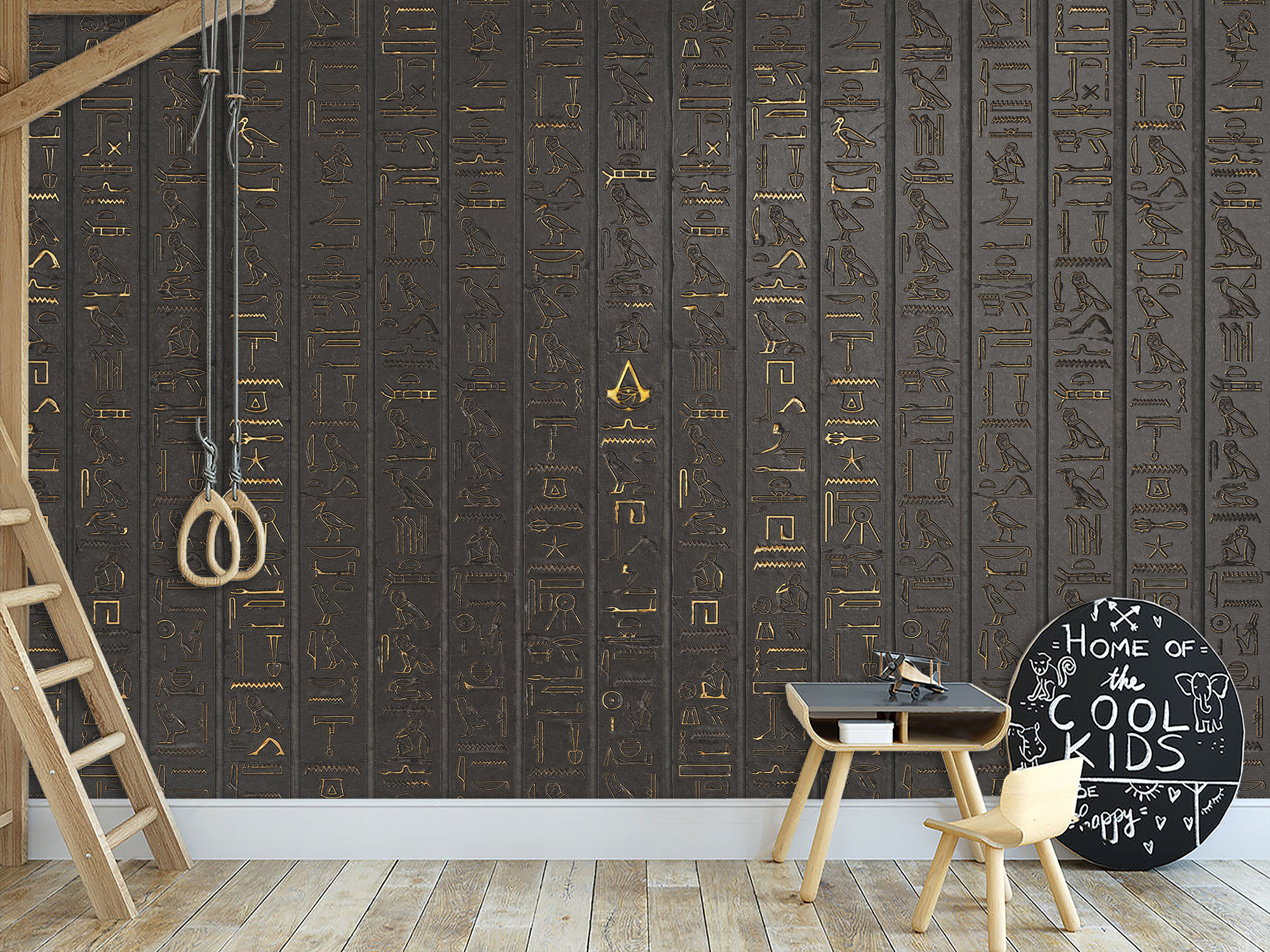 Gold Egyptian Hieroglyphs Wallpaper Ancient Egyptian Papyrus Wall Mural ...