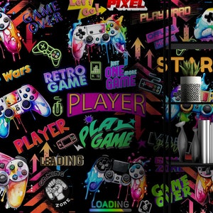 Games Room Decor Wallpaper Wall Mural Video Gamer Playroom Teen Kids ...