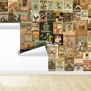Sport Motivation Poster Gym Wallpaper Vintage Wall Mural & Retro ...