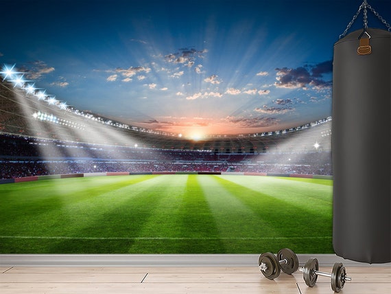 Football Stadium Wall Stadium Lights Sports Field Mural Wallpaper