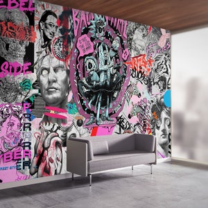 Cartoon Graffiti Wallpaper Urban Street Art Modern & Original Collag ...