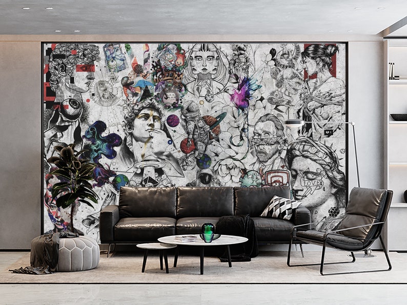 Graffiti Wallpaper & Urban Style Wall Art Mural Modern Streat - Etsy