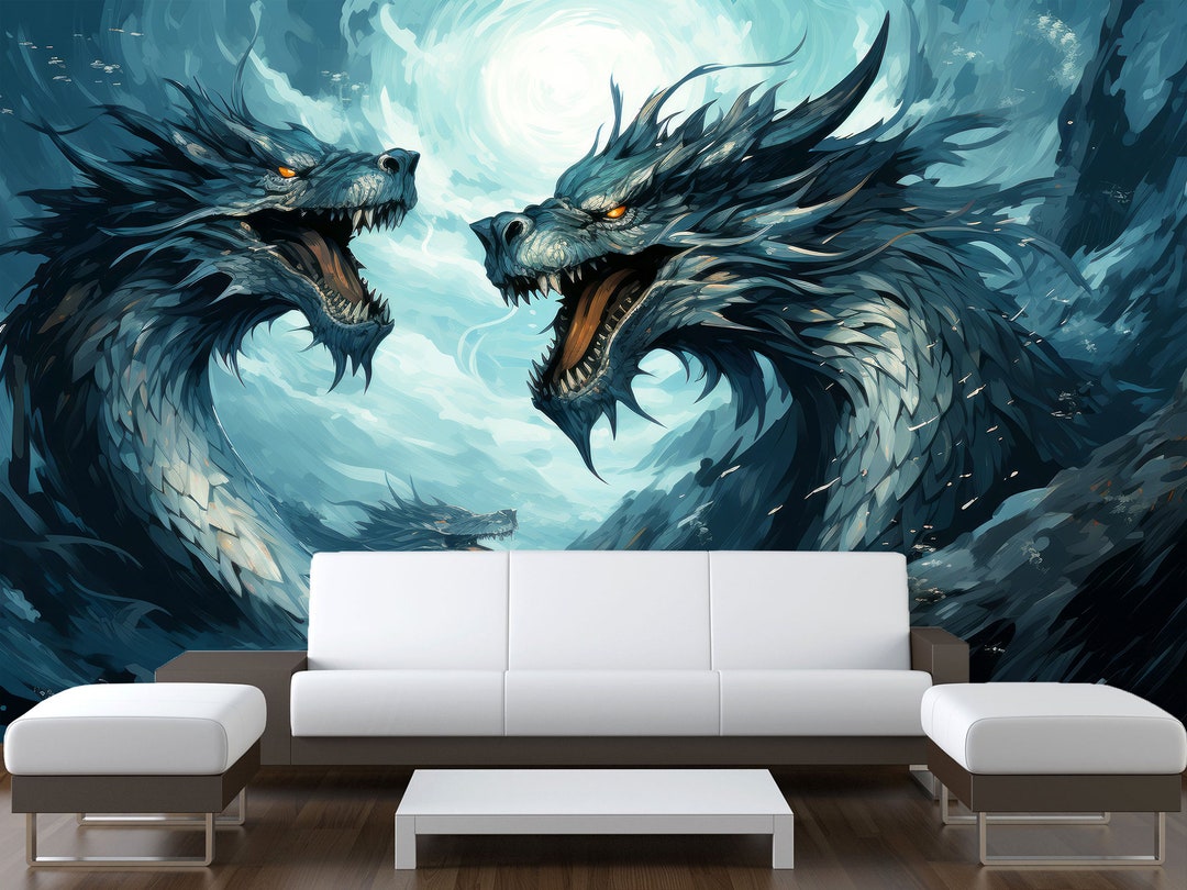 Japanese Dragon Asian Wallpaper Wall Mural Chinese Dragon Modern Peel ...