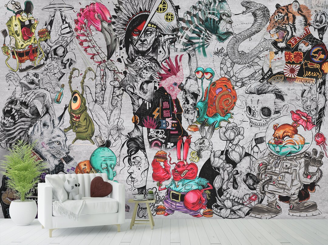 Cartoons Graffiti Wallpaper Graffiti Wall Mural & Streat Art Cartoons ...