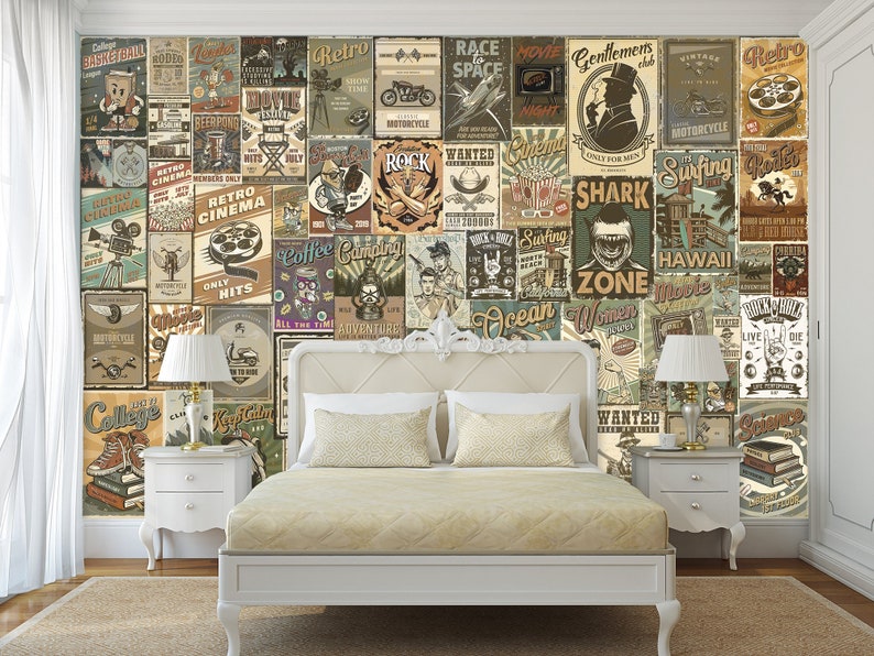 Pop Art Vintage Mural Retro Wallpaper & Original Vintage - Etsy