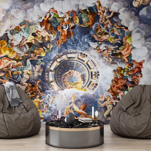 Giulio Romano Wallpaper Home of the Gods Reproduction Wall Mural Fresco ...