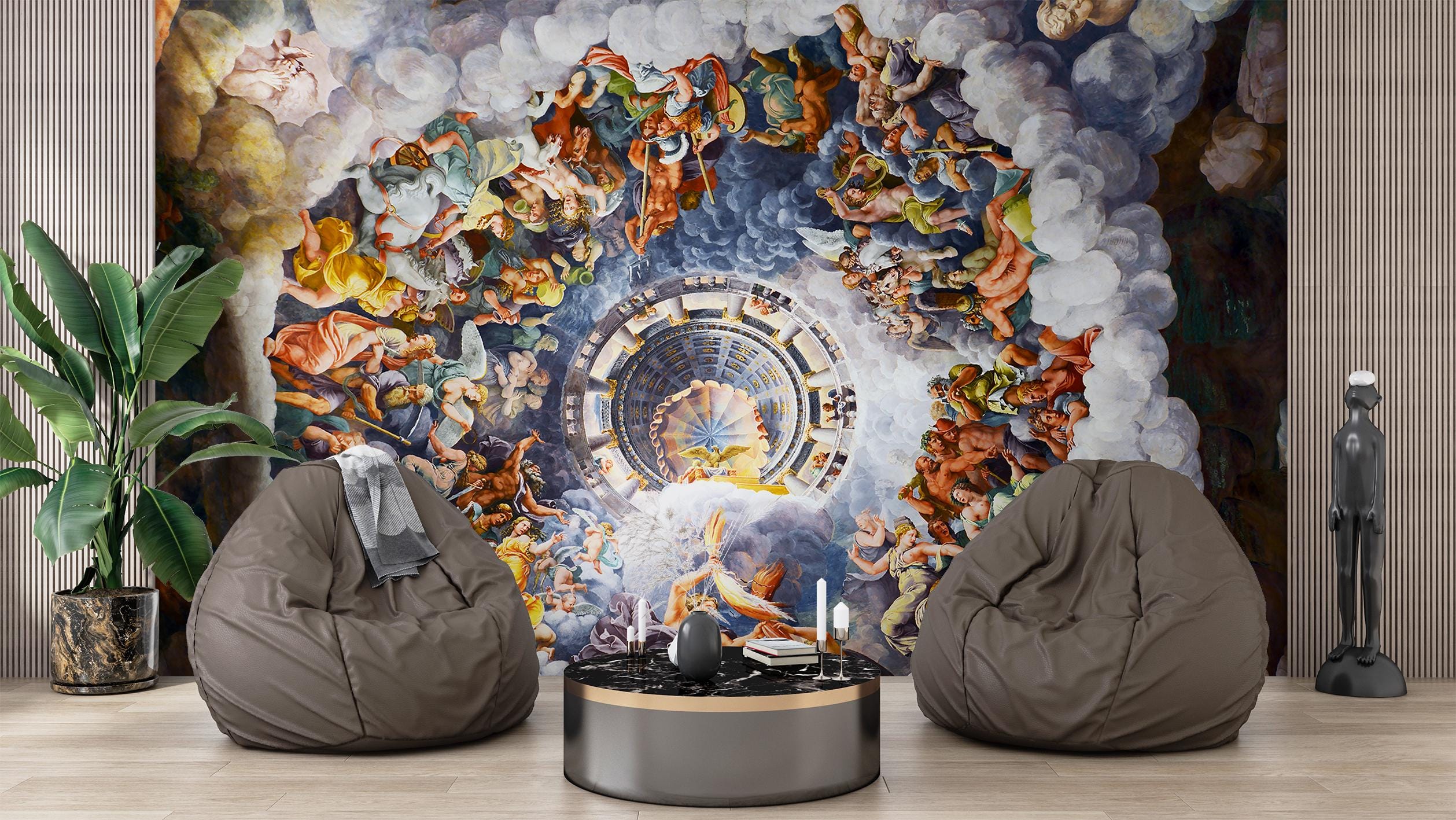 Giulio Romano Wallpaper Home of the Gods Reproduction Wall Mural Fresco ...