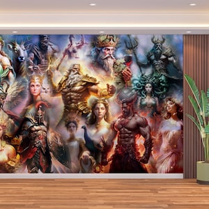 Greek Gods Wallpaper Wall Mural Zeus & Poseidon Ancient Greek Mythology ...