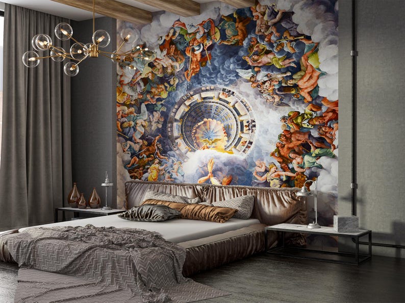 Giulio Romano Wallpaper Home of the Gods Reproduction Wall Mural Fresco ...