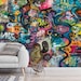 Funky Graffiti Wallpaper Wall Mural Urban Streat Art Print Peel and ...