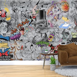 Urban Street Art Wallpaper Cartoon Graffiti Street Art Modern & Collag ...