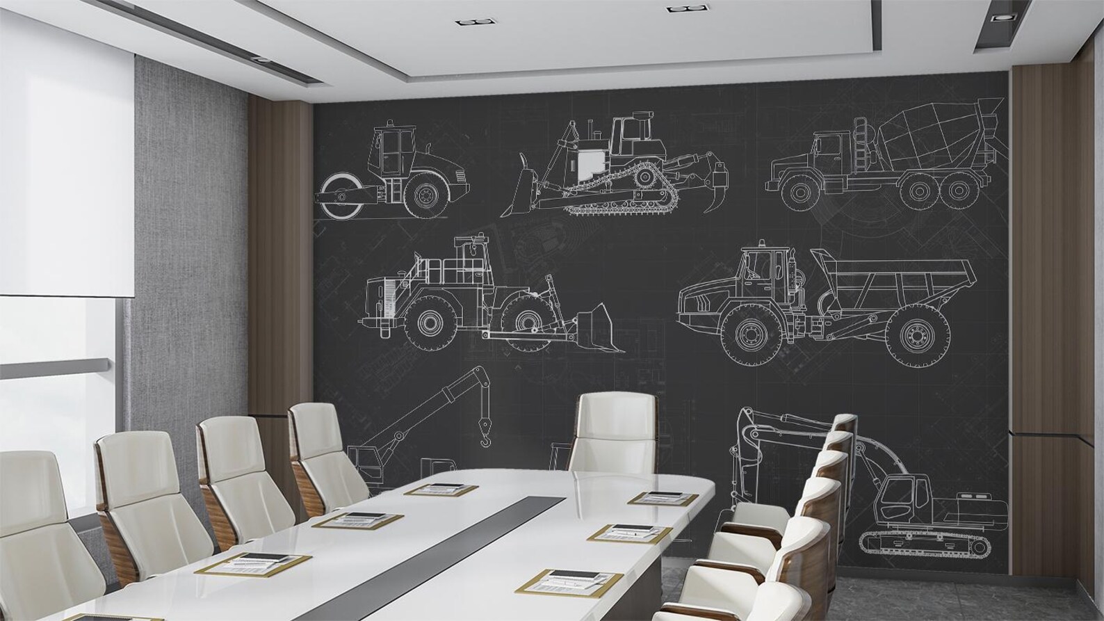 Engineering Vehicles Blueprint Wallpaper Gray Construction Heavy ...