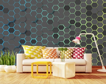 Dark Hexagon Geometric Wallpaper Self Adhesive Peel and Stick Wall ...