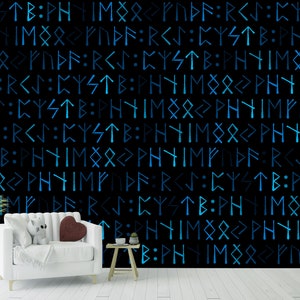 Runes Nordic Wallpaper Futhark Black Blue Protection & Symbols Viking ...