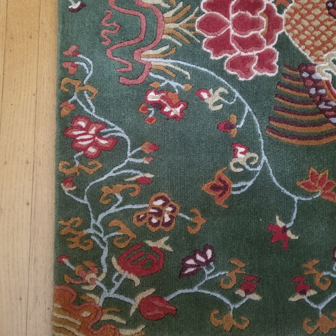 Hand Woven Traditional Tibetan Rugs With Phoenix & Lotus Design ...